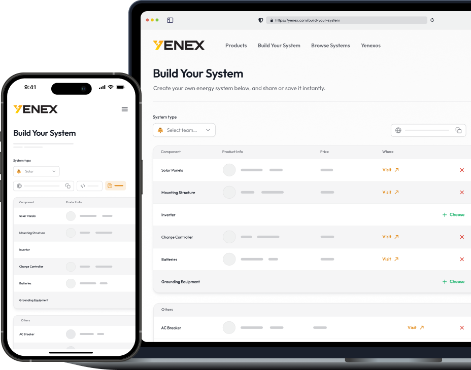 Build, Browse And Compare Renewable Energy Systems - Yenex